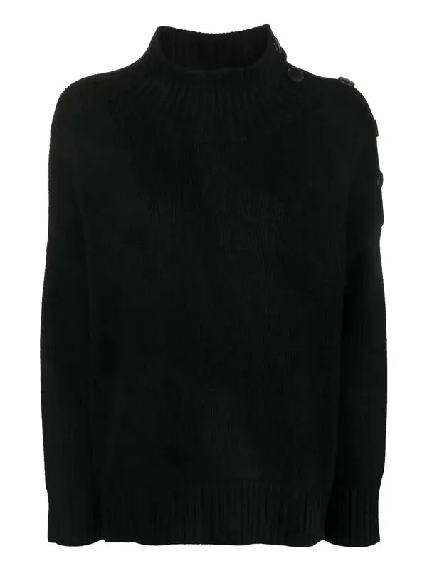 YVES SALOMON Button-detail Knitted Jumper - Black