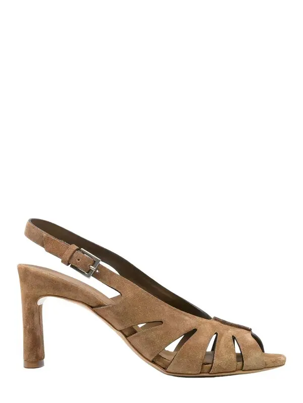 DEL CARLO Suede Slingback Sandals - Brown