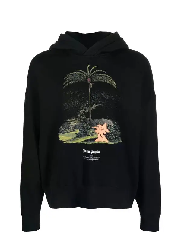 Palm Angels Graphic Print Hoodie - Black