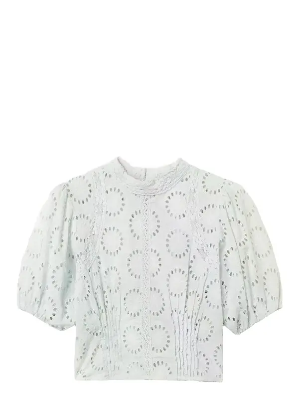 TWINSET Cropped Cut-out Blouse With Lace Trim - Neutrals