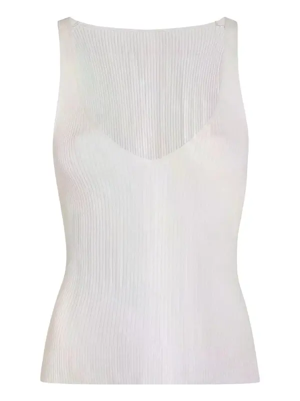 Another Tomorrow Ribbed-knit Tank Top - White