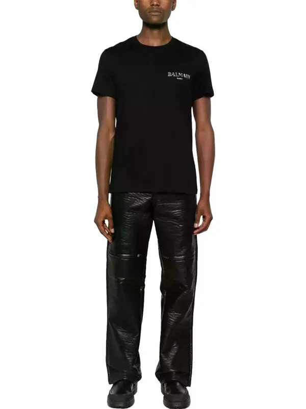 Balmain Logo-appliqué Cotton T-shirt - Black