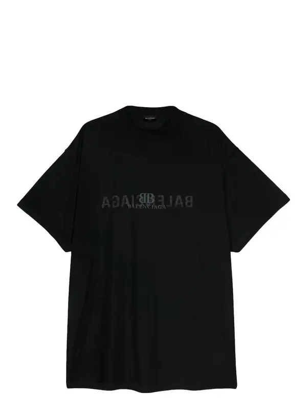Balenciaga Logo-print Cotton T-shirt - Black