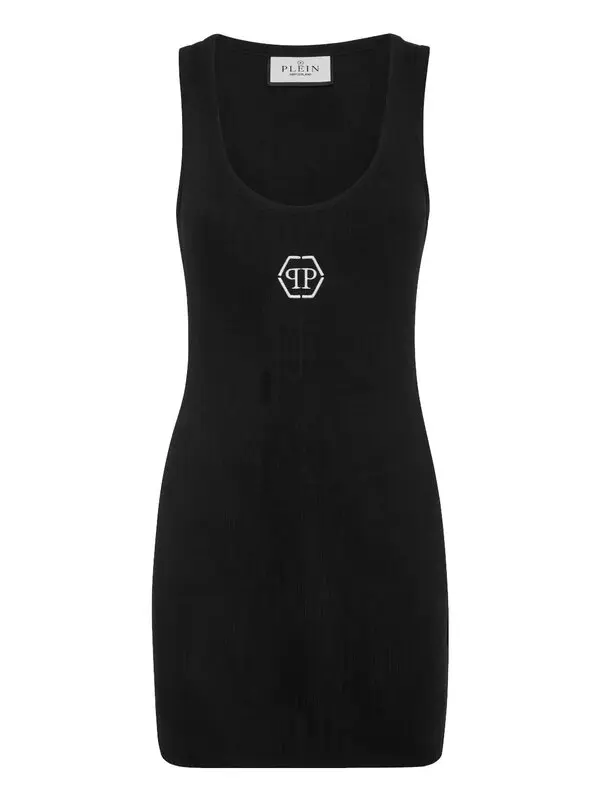 Philipp Plein Logo-embroidered Tank Dress - Black