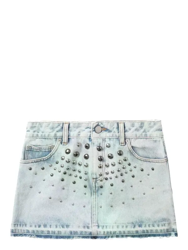 Alessandra Rich Stud-embellished Denim Miniskirt - Blue