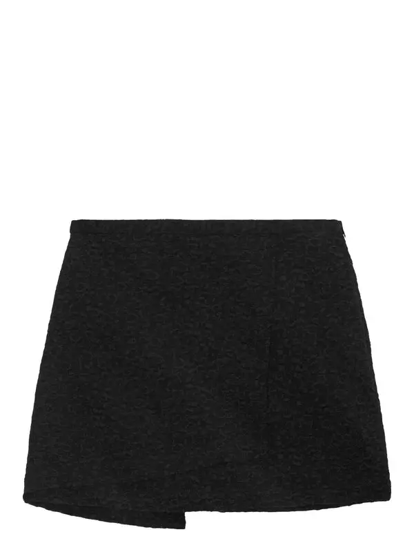 GANNI Textured Wrap Miniskirt - Black