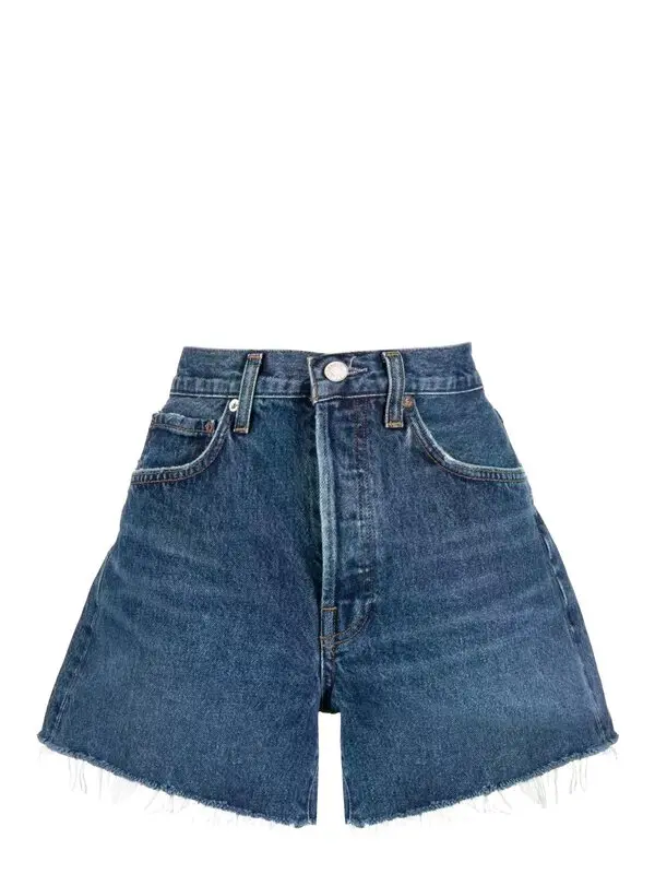 AGOLDE Parker Raw-cut Denim Shorts - Blue
