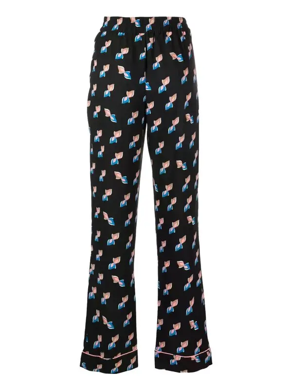 Diane Von Furstenberg Veronica Geometric Print Trousers - Black