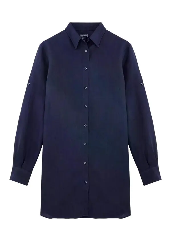 Vilebrequin Organic Linen Embroidered Logo Shirt - Blue