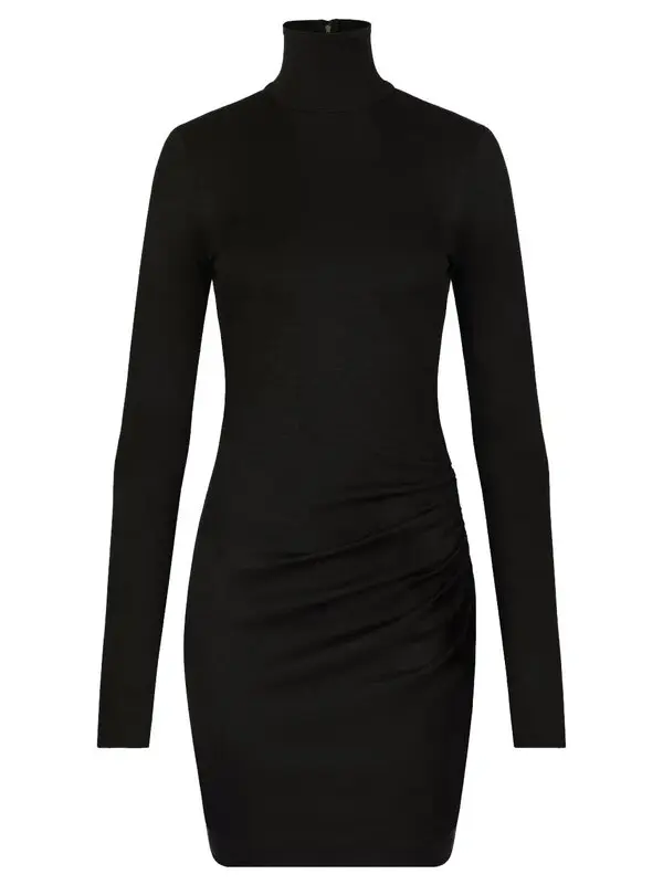Dolce & Gabbana Ruched High-neck Mini Dress - Black