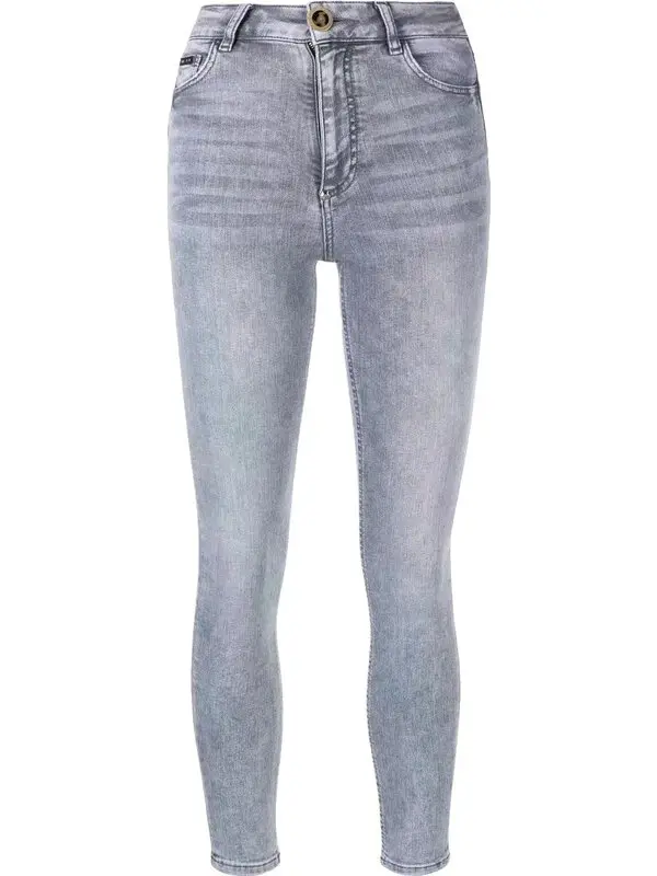 Philipp Plein Skinny Cropped Faded Jeans - Grey