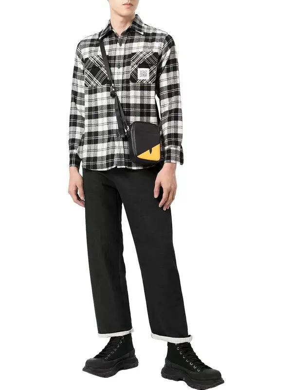 FUMITO GANRYU Pleated Flannel Shirt - Black