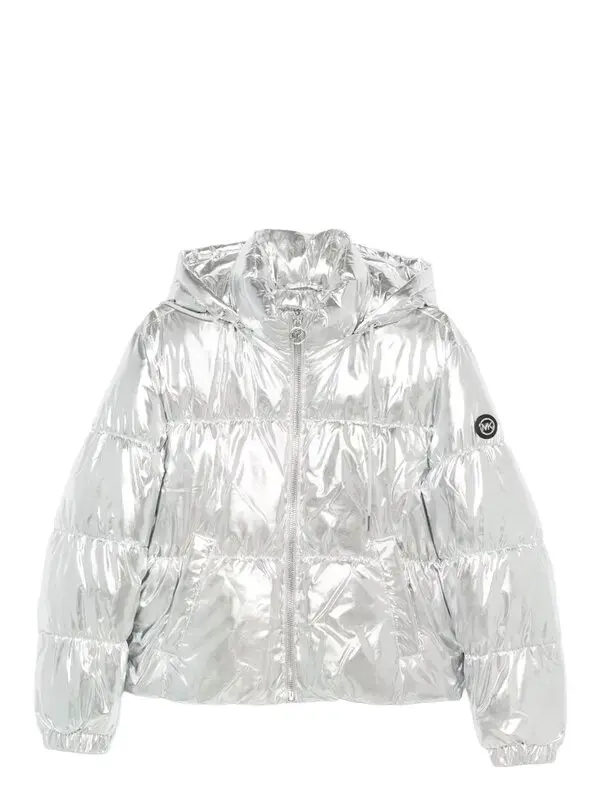 Michael Kors Metallic Quilted Puffer Jacket - Silver