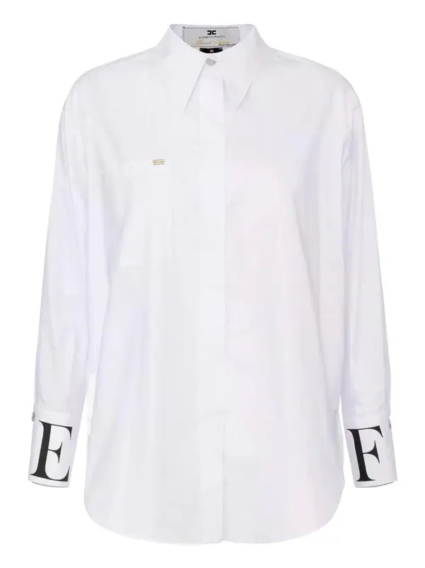 Elisabetta Franchi Logo Print Cotton Shirt - White