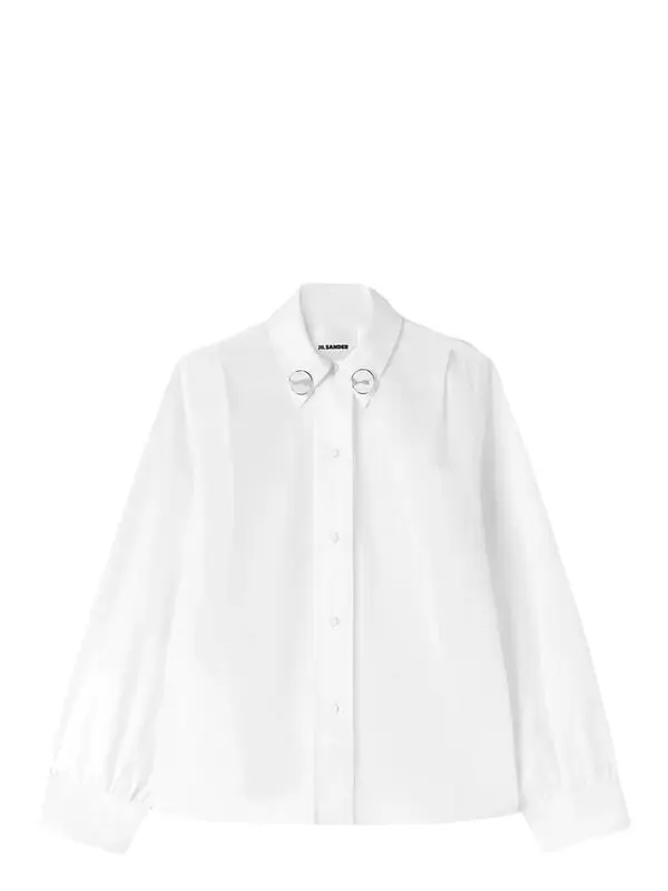 JIL SANDER Detachable Jewel Clip Cotton Shirt - White