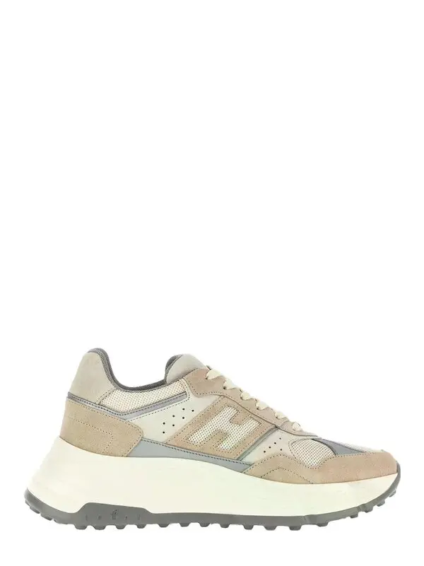 Hogan Panelled Suede And Mesh Sneakers - Neutrals