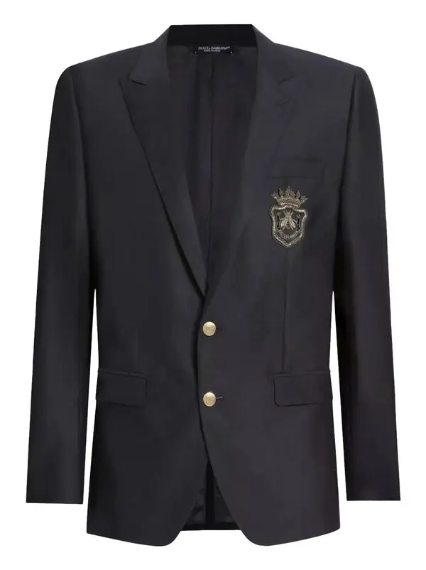 Dolce & Gabbana Logo-appliqué Blazer - Blue