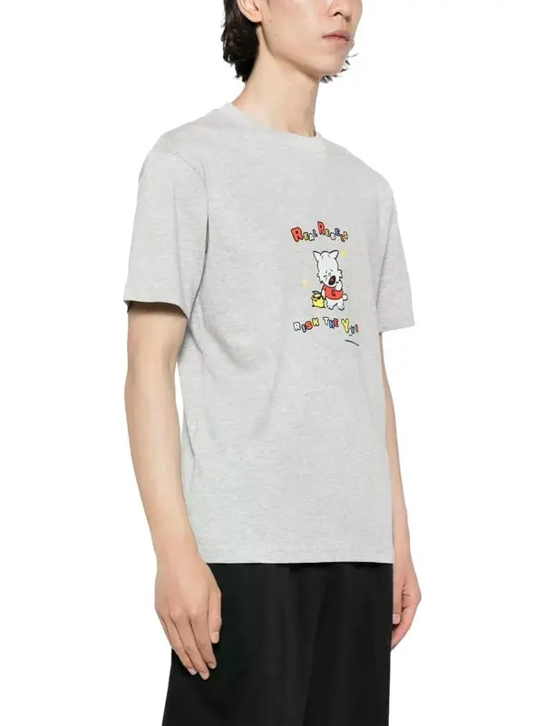 GROUND ZERO Cat Print Cotton T-shirt - Grey