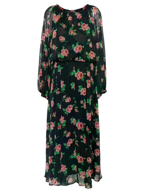 ROTATE BY BIRGER CHRISTENSEN Floral-print Chiffon Maxi Dress - Blue