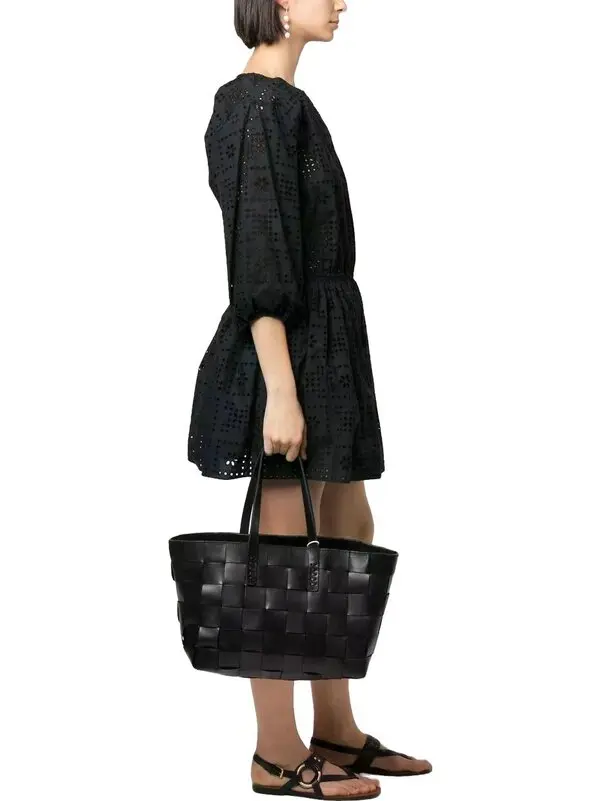 Dragon Diffusion Woven Leather Tote Bag - Black