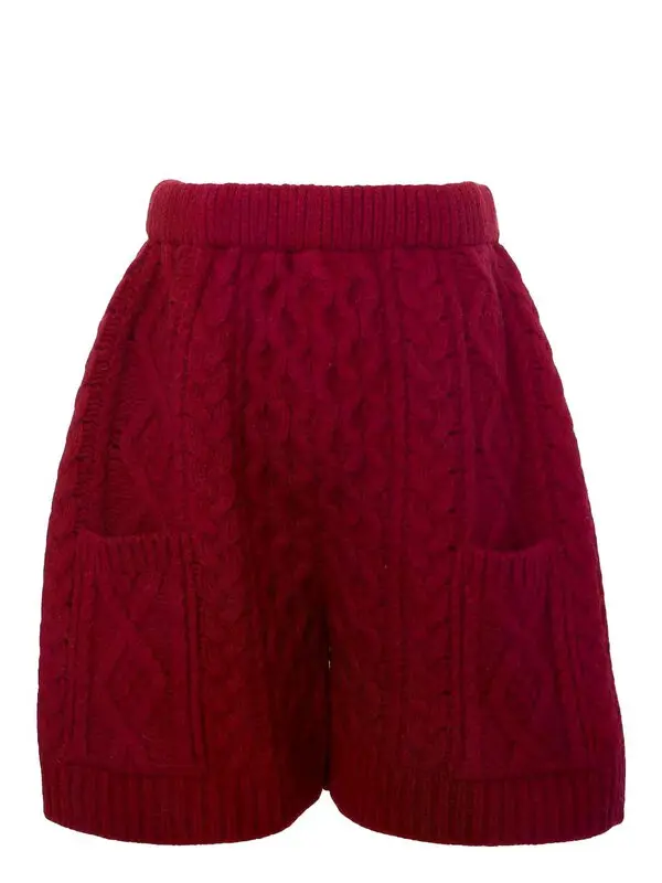 JW Anderson Cable Knit Wide-leg Shorts - Red