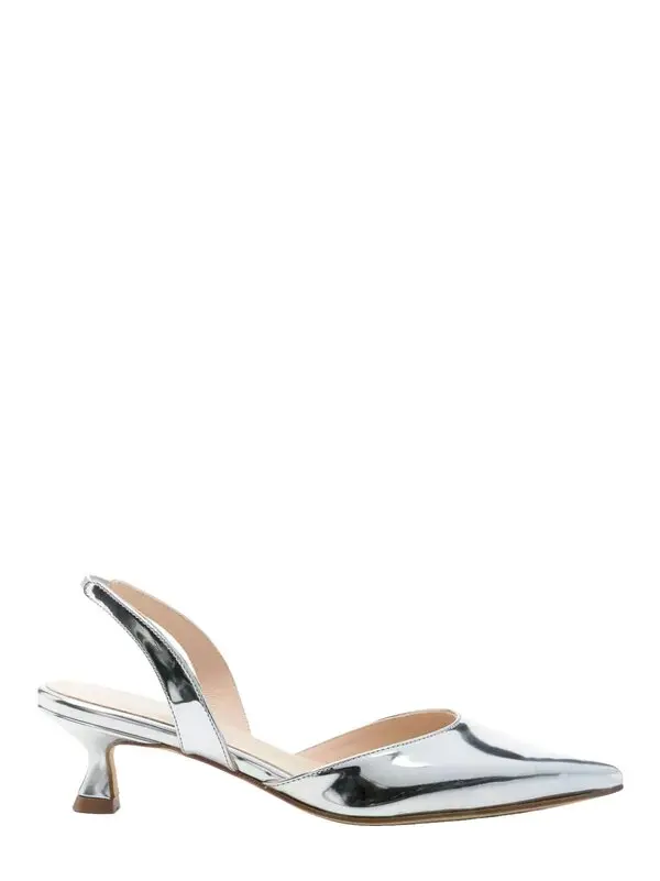 ANNA F. 55mm Metallic Slingback Pumps - Silver