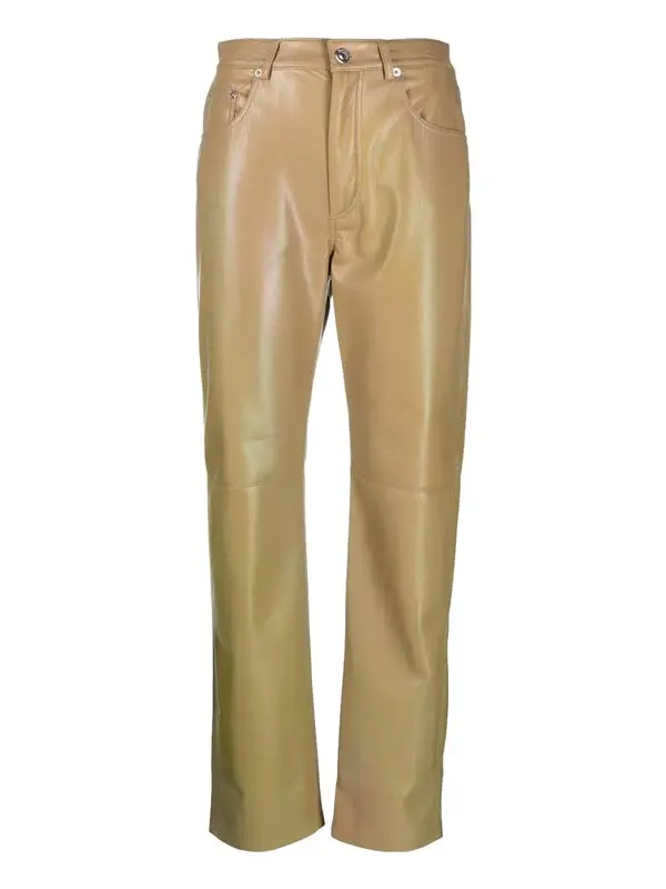 Nanushka Vinni Cropped Faux Leather Trousers - Brown
