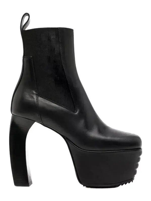 Rick Owens Leather Platform Boots - Black