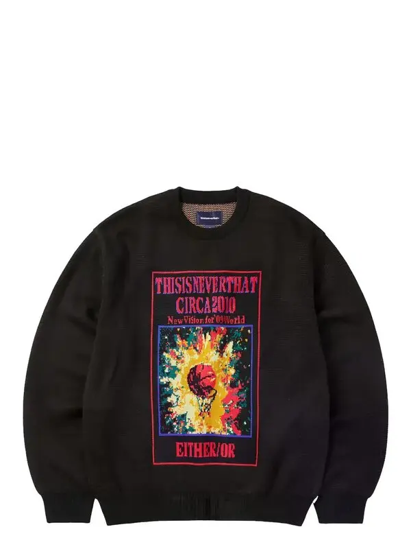 THISISNEVERTHAT Crew Neck Drop Shoulder Sweater - Black