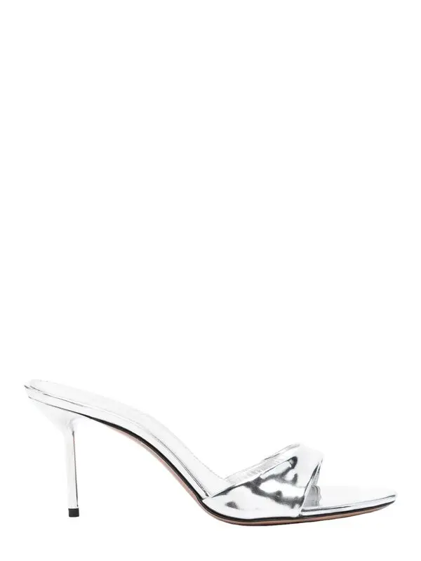 Paris Texas Lidia 70mm Leather Mules - Silver