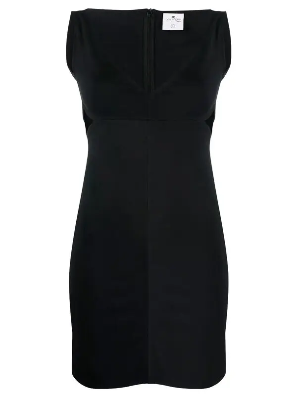 COURREGES Cut-out Detail V-neck Mini Dress - Black