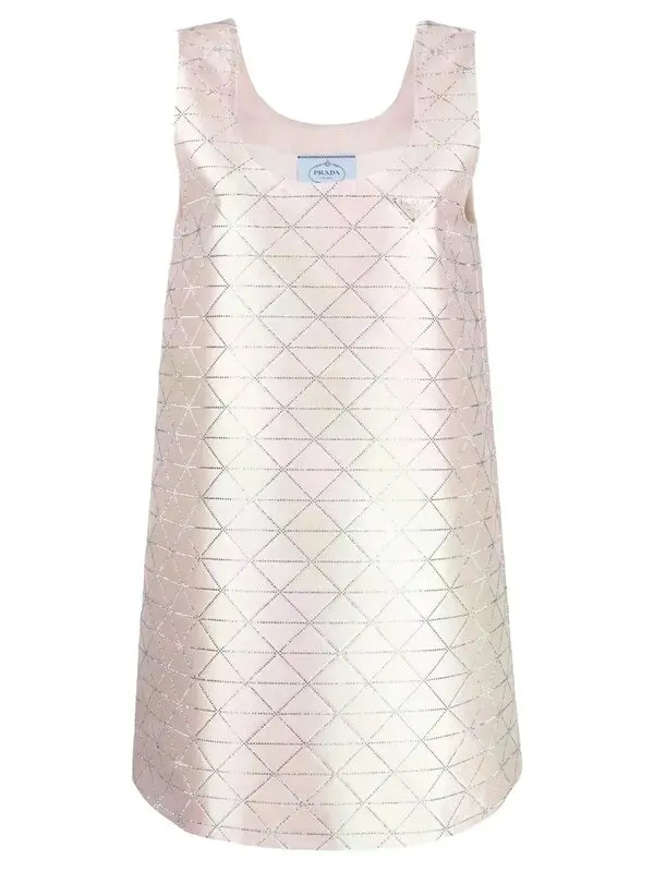 Prada Rhinestone Triangle Pattern Dress - Pink
