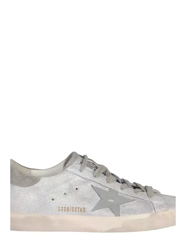 GOLDEN GOOSE Super-star Glittered Leather Trainers - Grey
