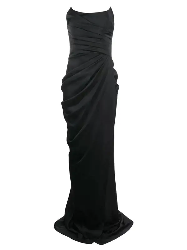 ANA RADU Ruched Corset-style Strapless Maxi Dress - Black