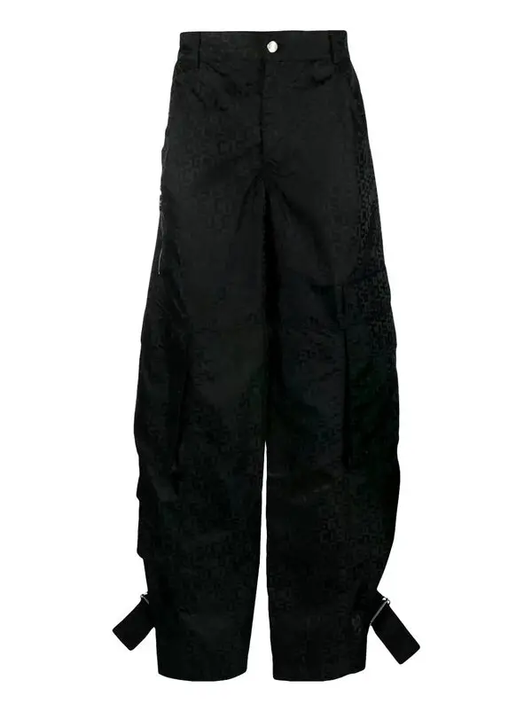 Gcds Monogram Ultracargo Wide-leg Trousers - Black