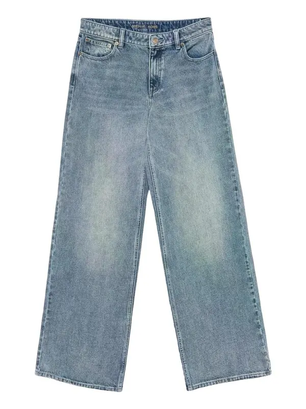 Michael Kors Indigo Washed Denim Wide Leg Jeans - Blue