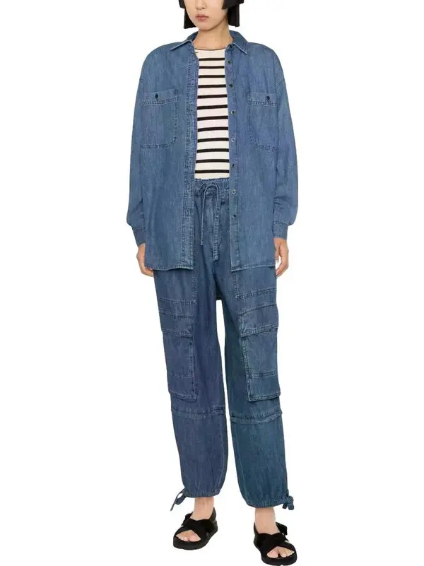 MARANT ETOILE High-rise Wide-leg Cargo Jeans - Blue