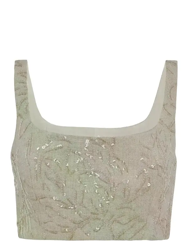 Brunello Cucinelli Sequin-embellished Linen Top - Neutrals