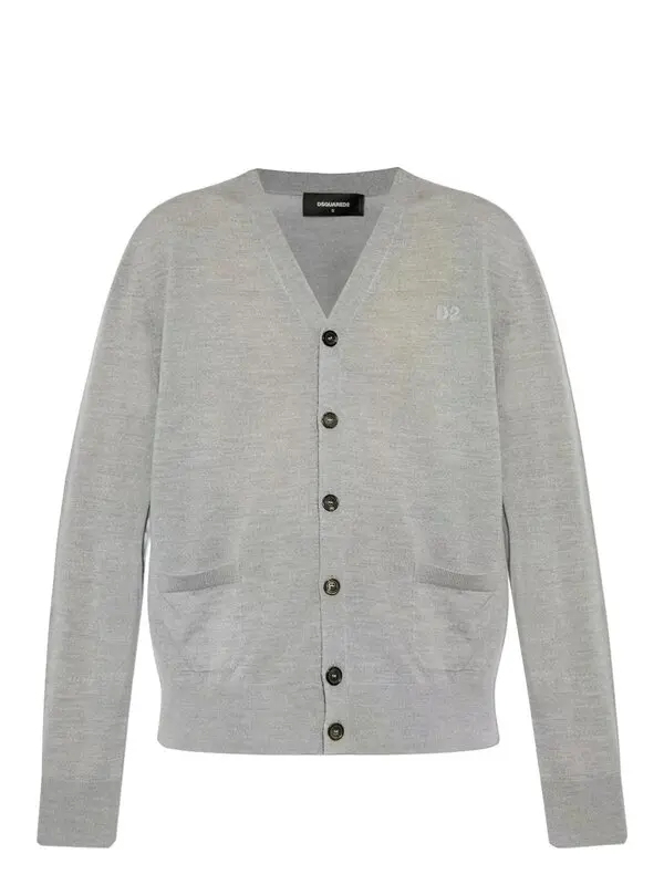 Dsquared2 V-neck Virgin Wool Cardigan - Grey