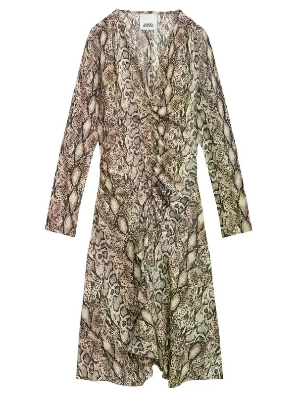 Isabel Marant Étoile Octavia Mini Dress Snakeskin Print Silk Blend - Neutrals