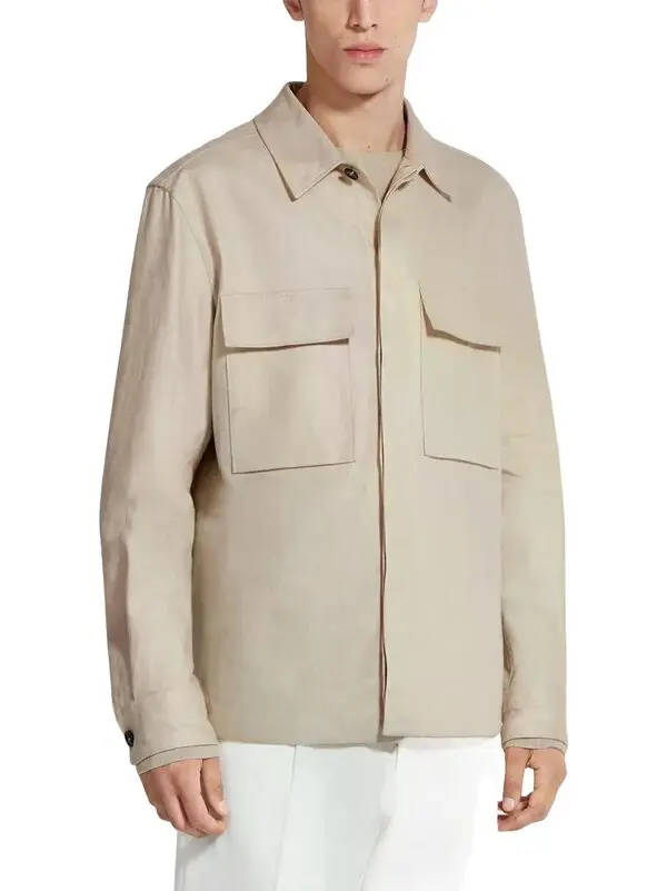 Zegna Chest-pockets Linen Shirt - Neutrals