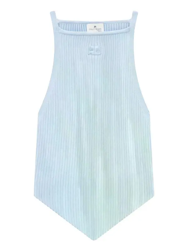 COURREGES Pointy Rib-knit Tank Top - Blue