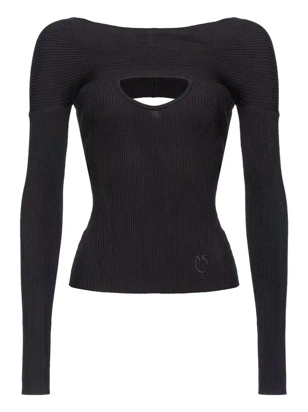 Pinko Cut-out Ribbed-knit Jumper - Black