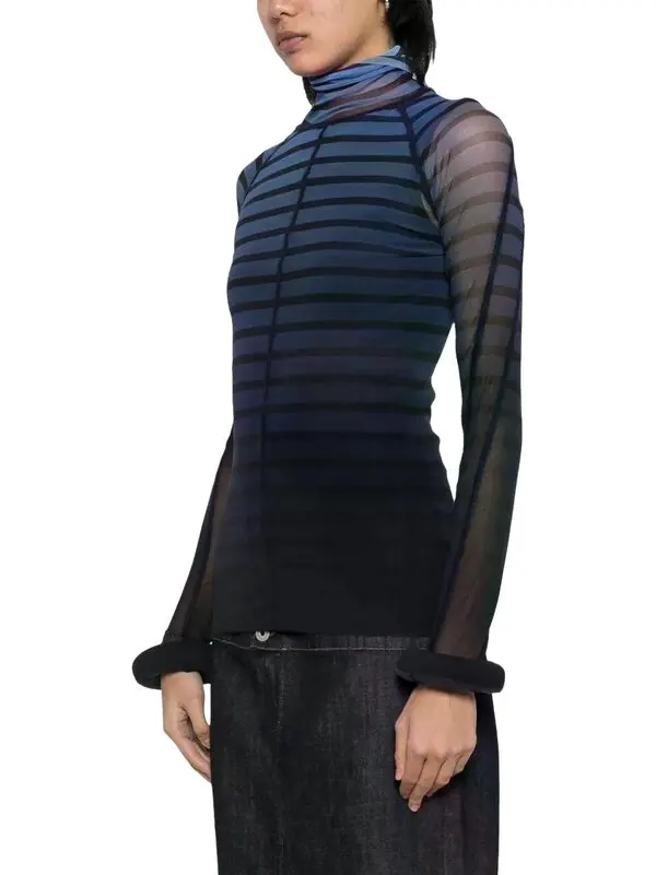 JEAN PAUL GAULTIER 3d Striped High Neck Top - Blue