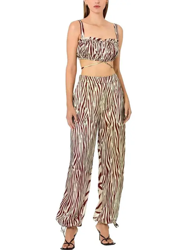NICHOLAS Tracy Sleeveless Silk Cropped Top - Neutrals