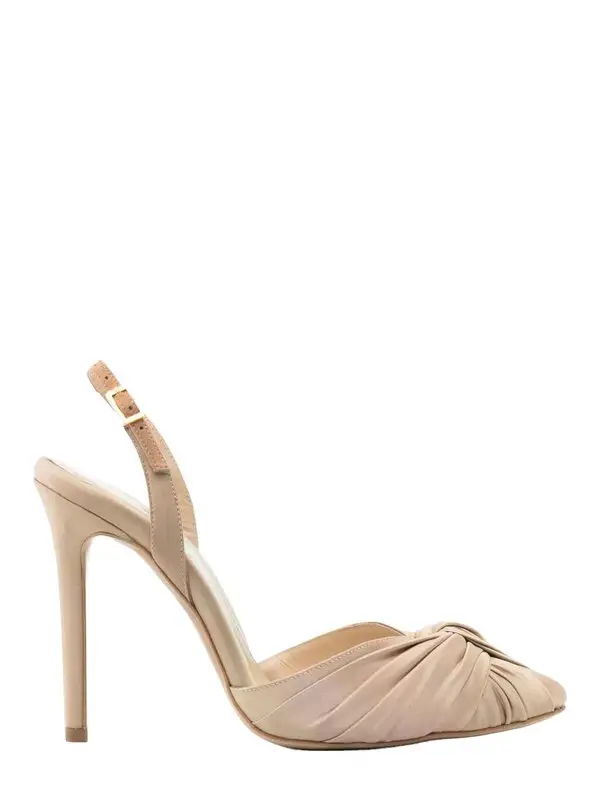 GINISSIMA 105mm Satined Slingback Pumps With Knot Detailing - Neutrals