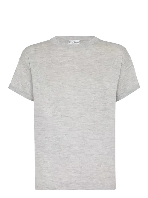 Brunello Cucinelli Crewneck T-shirt With Turn-up Cuffs - Grey