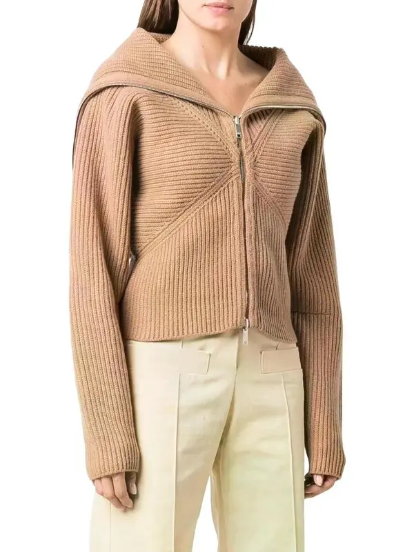AMBUSH Folded-collar Zipped Cardigan - Neutrals