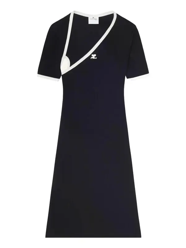 COURREGES Asymmetric-neck Mini Dress - Black