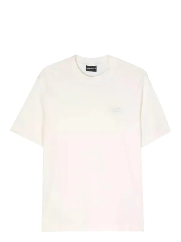 Emporio Armani Rubberised-logo T-shirt - Neutrals